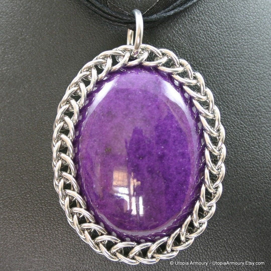 Purple Mountain Jade Wrapped in Chainmail - Etsy