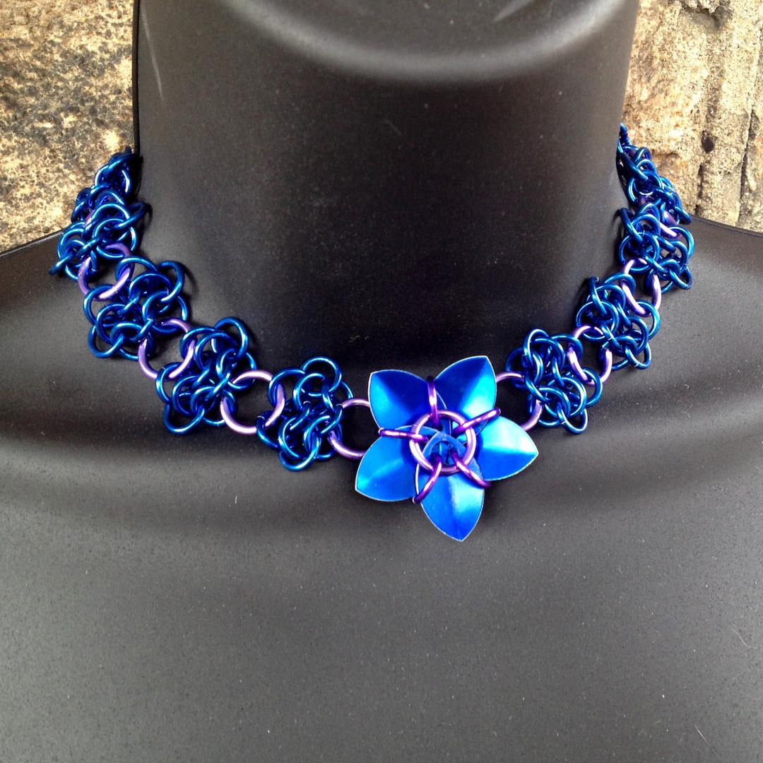 Chainmail Lace Flower Choker - Etsy
