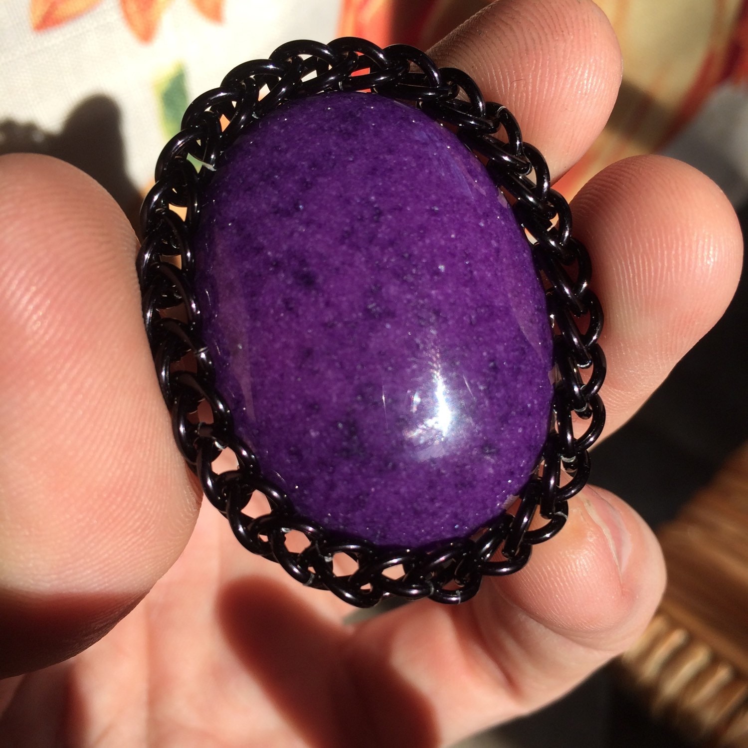 Purple Mountain Jade Wrapped in Chainmail | Etsy