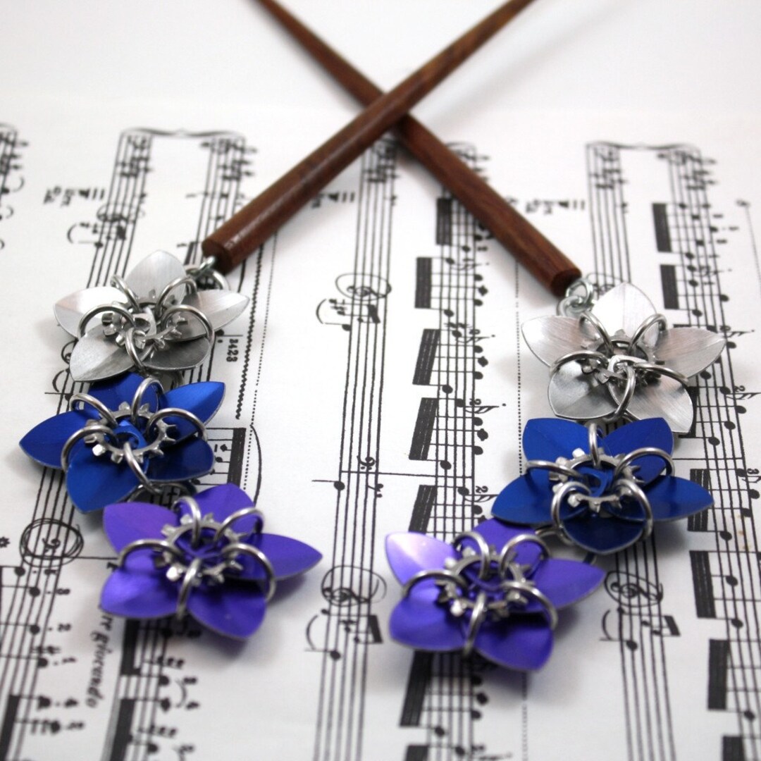 Pair of Twilight Cascade Scale Flowers Hair Sticks - Etsy