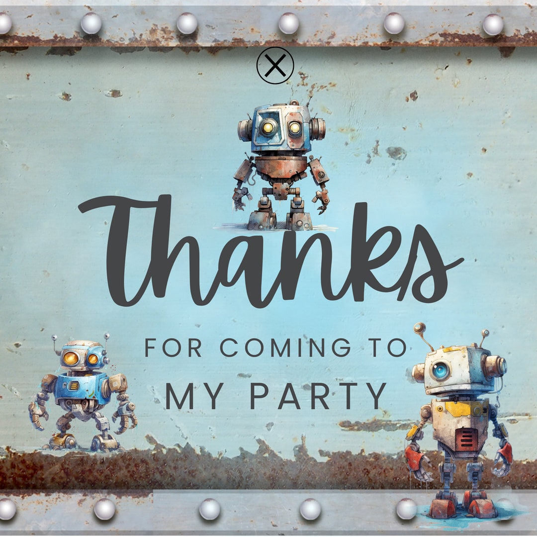 Thank You Tag, Cute Robot, Quirky Robot, Thank You for Coming, Small ...
