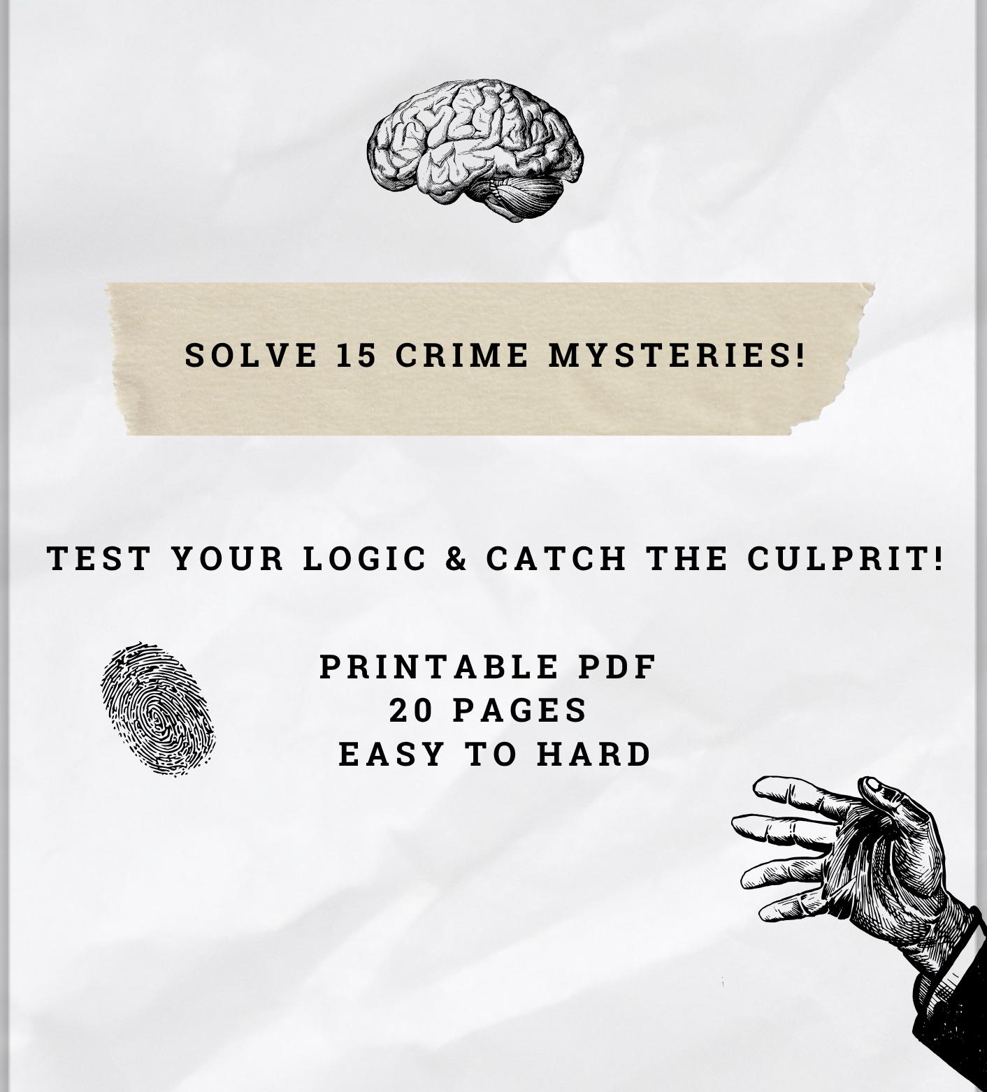 15 Crime Puzzles Printable | Logic Detective Game | Murdle Style Brain ...