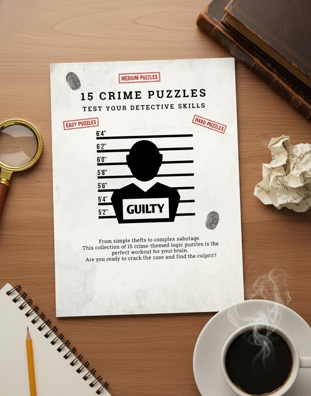 15 Crime Puzzles Printable | Logic Detective Game | Murdle Style Brain ...