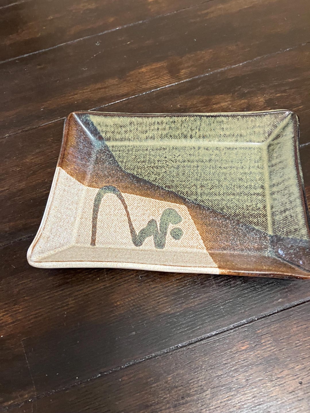 Clement Pottery Tray. Green, Brown and Tan - Etsy