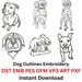Dog Outlines Machine Embroidery | Dog Head Outline | Pet Outlines ...