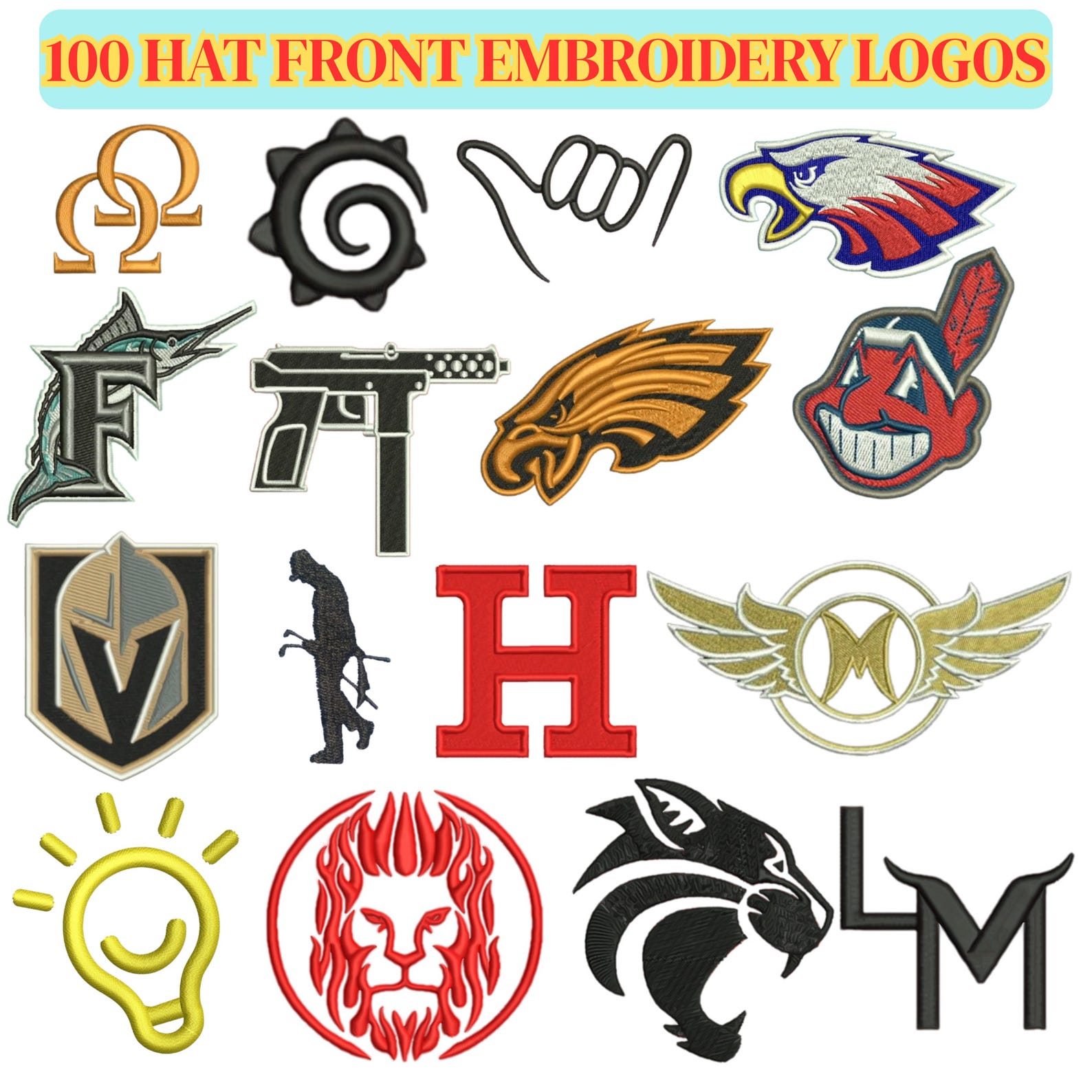 100 Hat Embroidery Designs: Machine Embroidery Bundle (DST) - Etsy