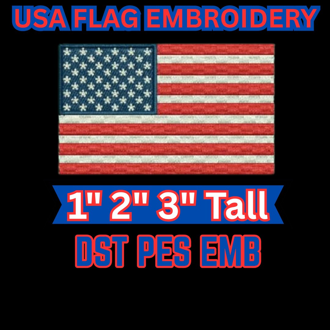 USA Flag Embroidery Design, Patriotic PES Files (1, 2, 3 Inch) (digital ...