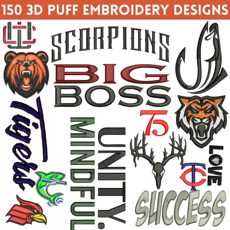 Puff Embroidery Designs - Etsy