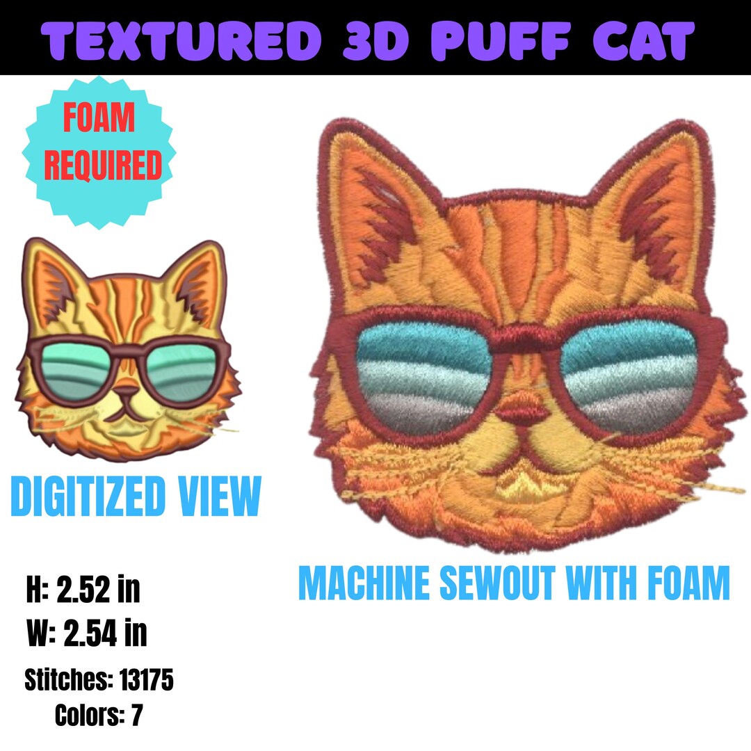 3D PUFF Embroidery | Cat PUFF Embroidery | Hat Front Puff | Hat ...