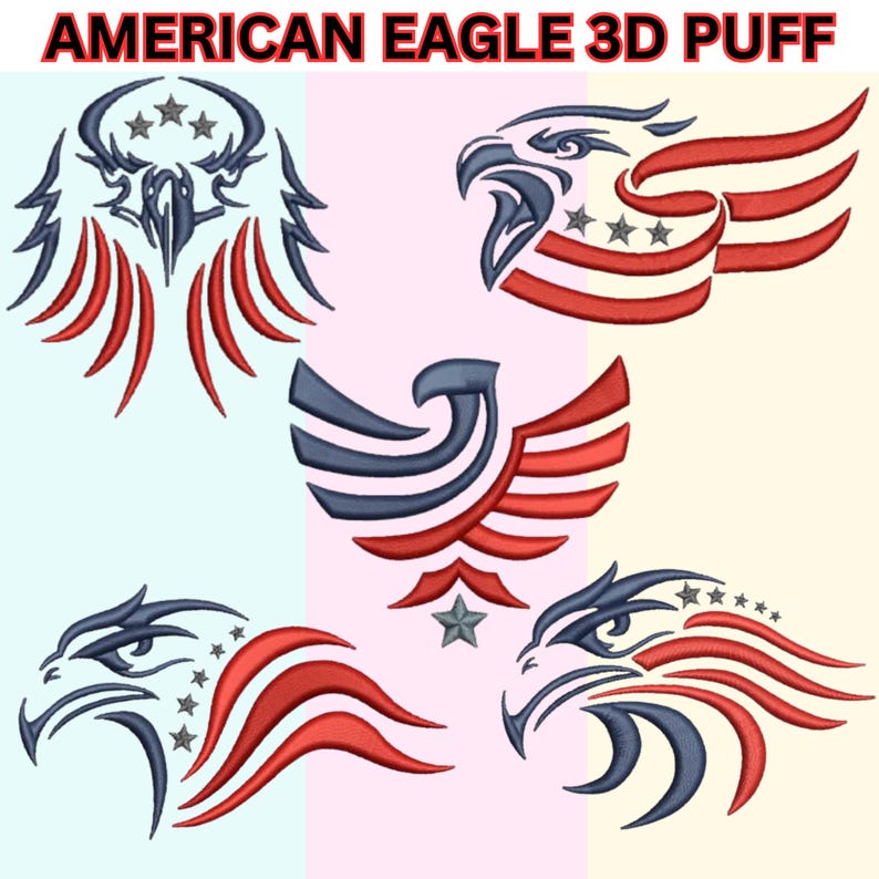 American Eagle Embroidery | 3D Puff Designs With PES DST Files ...