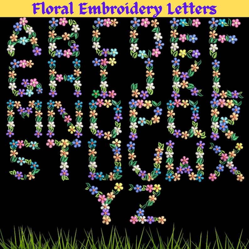 Floral Embroidery Font, Flower Alphabets Instant Download - Etsy