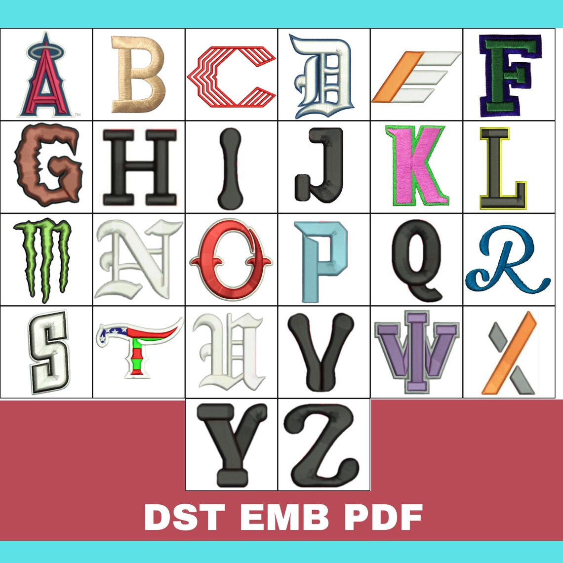 100 3D Puff Embroidery Letters | 100 Unique Embroidery PUFF Letters ...