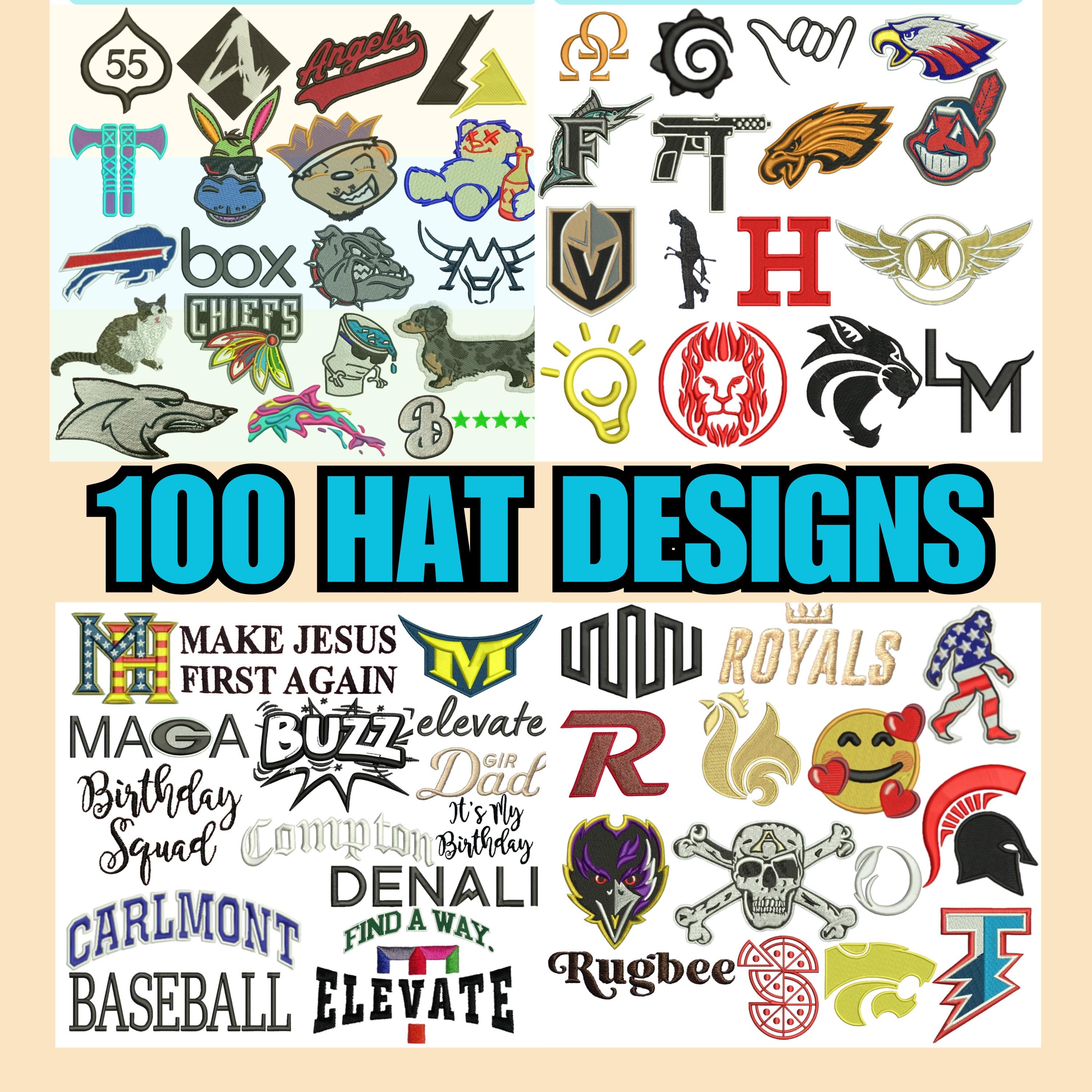 100 Hat Embroidery Designs: Machine Embroidery Bundle (DST) - Etsy