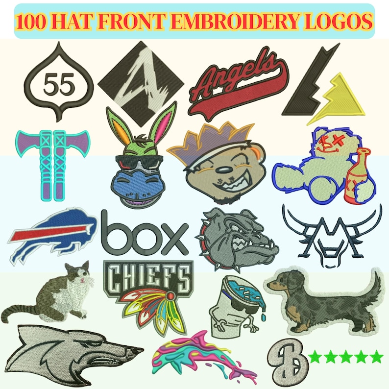 100 Hat Embroidery Designs: Machine Embroidery Bundle (DST) - Etsy