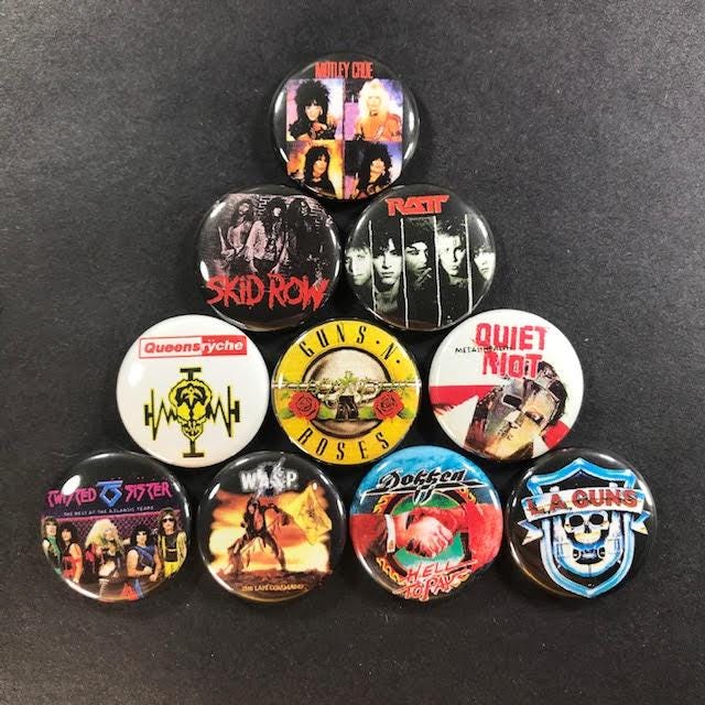 Heavy Metal 1" Assorted Pinback Buttons (choose Your Set) Hair Glam ...