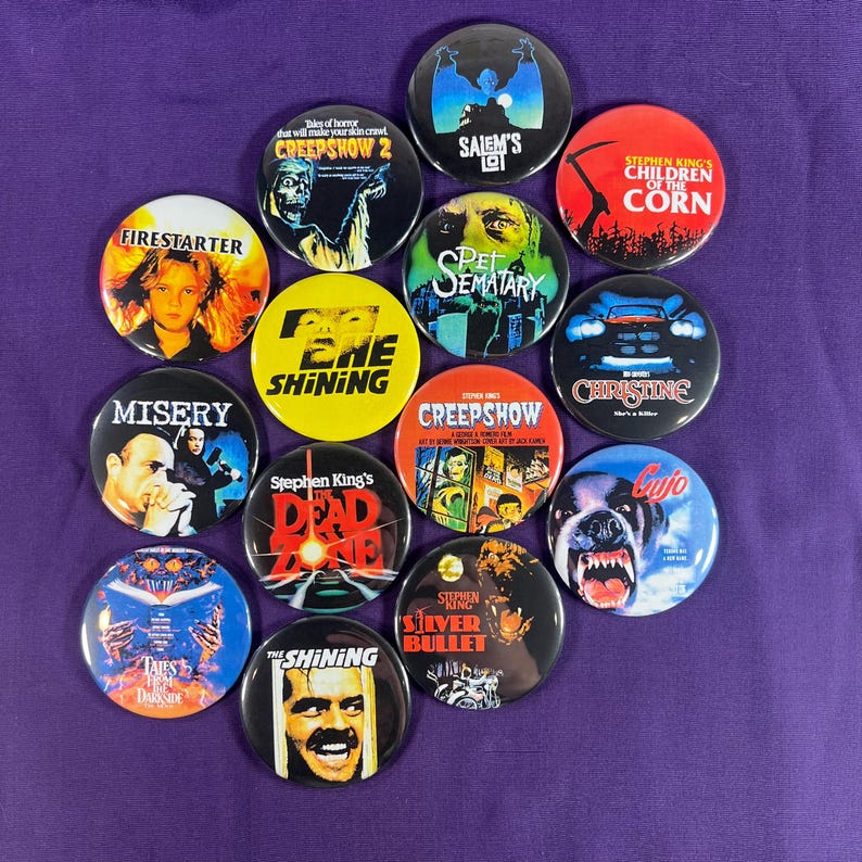 Assorted Horror and Thriller Movie 2.25" Pinback Buttons or 2.25 ...