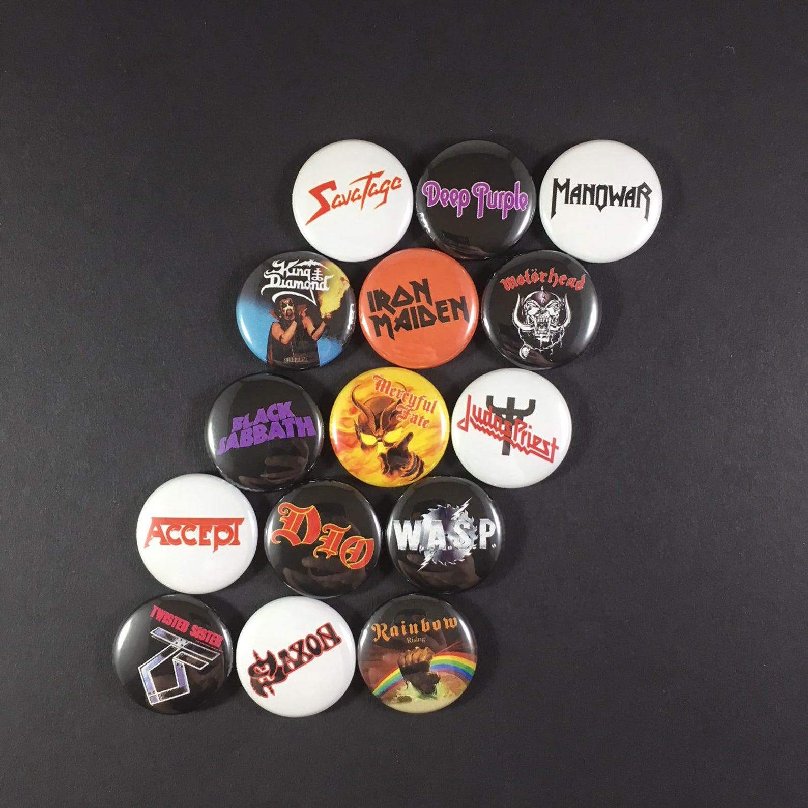 Heavy Metal 1" Assorted Pinback Buttons (choose Your Set) Hair Glam ...