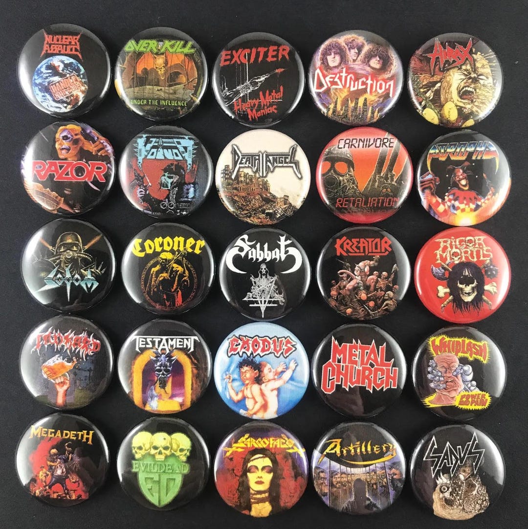 Thrash Metal Bands 1" Pinback Button Sets - Etsy