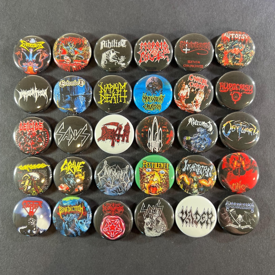Various Death Metal and Black Metal 1" Pinback Buttons (choose Your Set ...