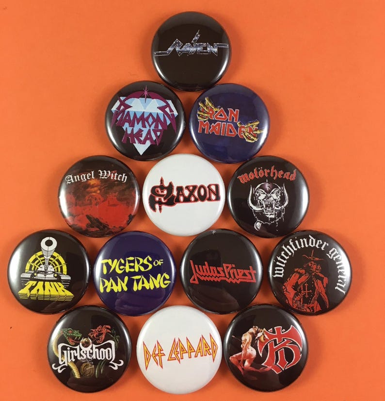 Heavy Metal 1" Assorted Pinback Buttons (choose Your Set) Hair Glam ...