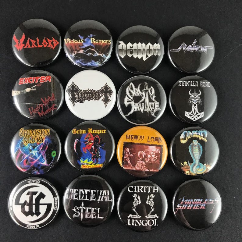 Heavy Metal 1" Assorted Pinback Buttons (choose Your Set) Hair Glam ...