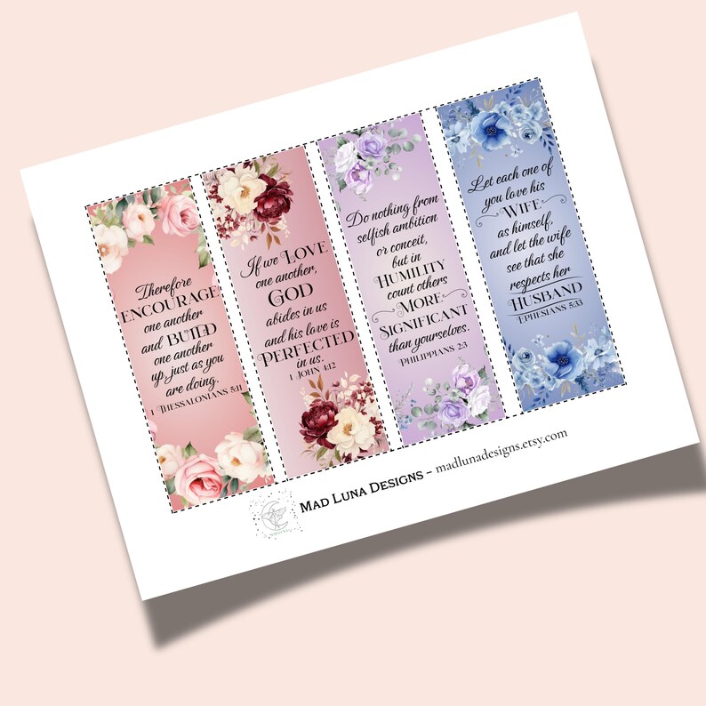 Printable ESV Bible Verse Bookmarks for Couples, Christian Quotes ...