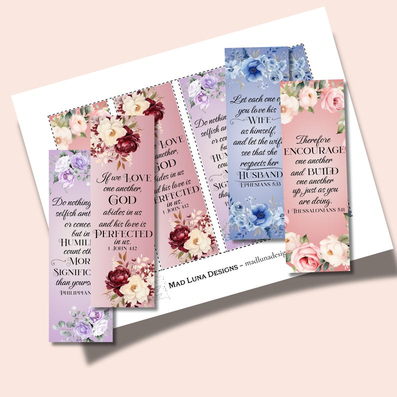 Printable ESV Bible Verse Bookmarks for Couples, Christian Quotes ...