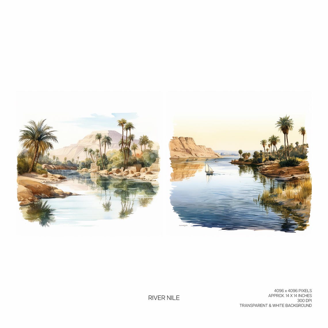 River Nile Clipart Bundle, 12 High Quality PNG Files, Journal ...