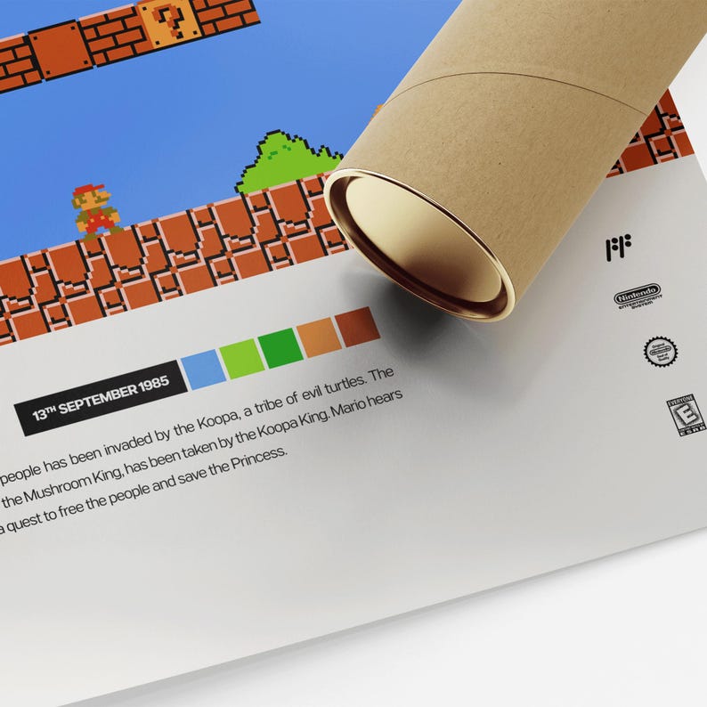 Super Mario Bros. 1985 Minimalist Print/poster, Nostalgic Video Game ...