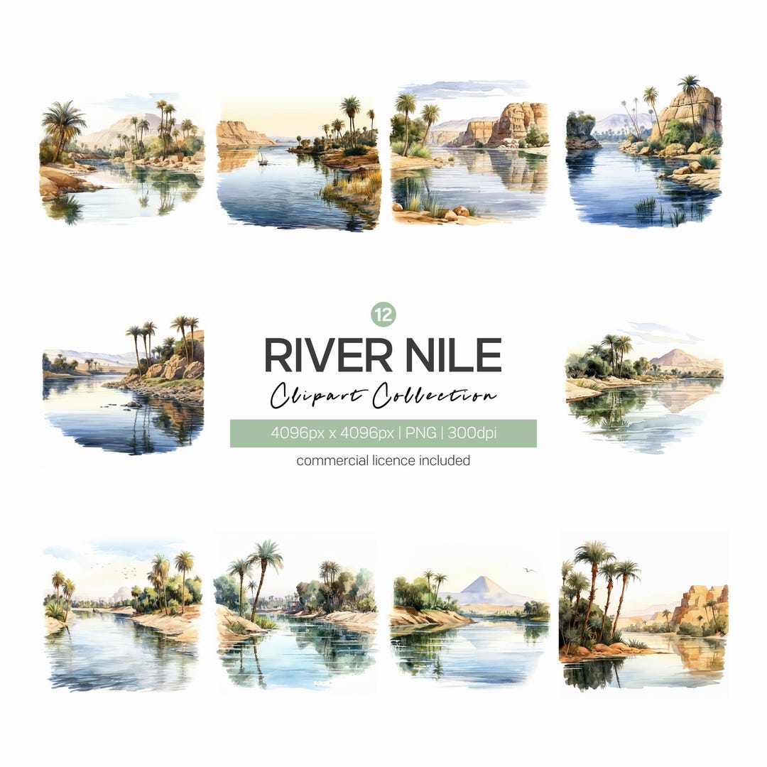 12 River Nile Clipart Bundle, 12 High Quality PNG Files, Journal ...