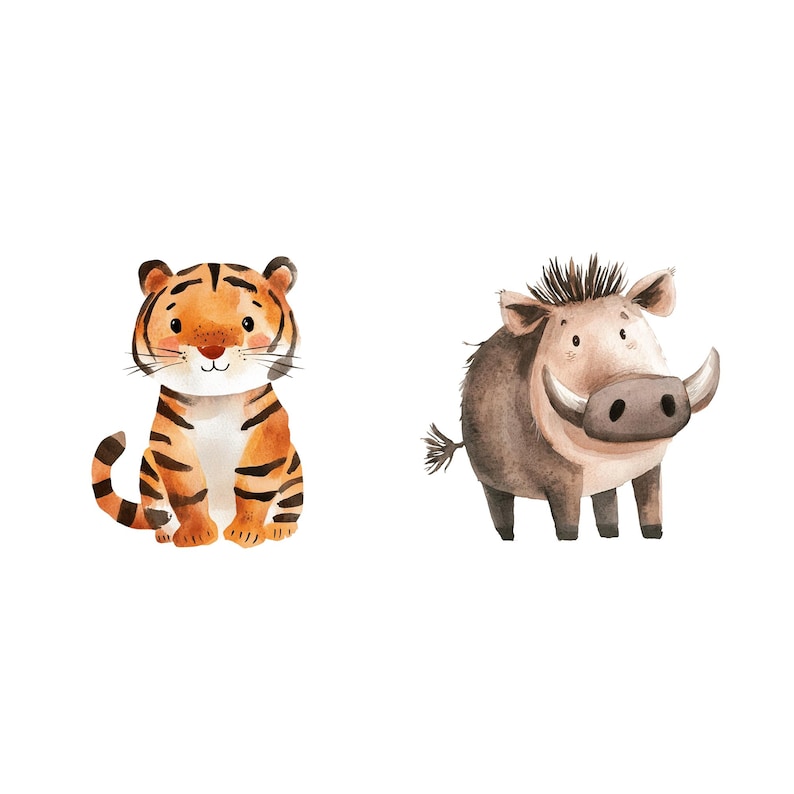 Cute Safari Animals Clipart Bundle, 12 High Quality PNG Files, Journal ...