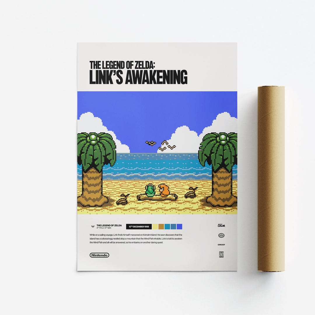 The Legend of Zelda: Link's Awakening DX 1998 Minimalist Print/poster ...