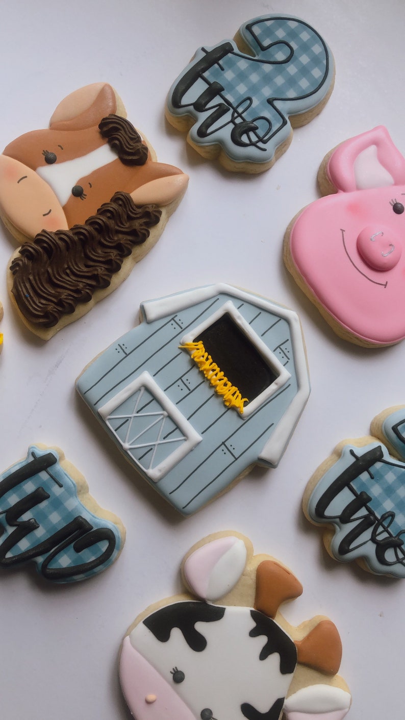 Farm Themed Birthday Cookies Dozen Large - Etsy