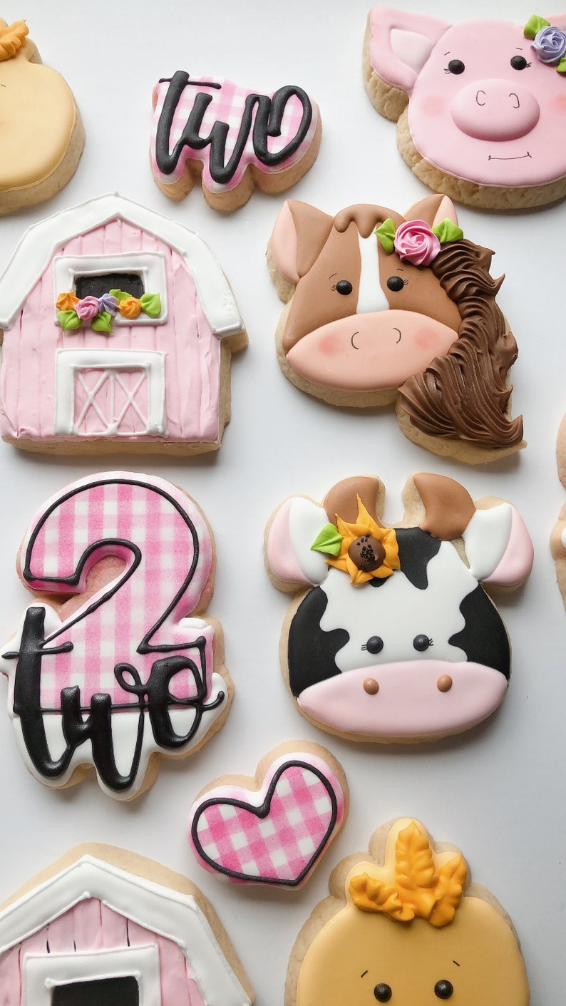 Farm Themed Birthday Cookies Dozen Large - Etsy