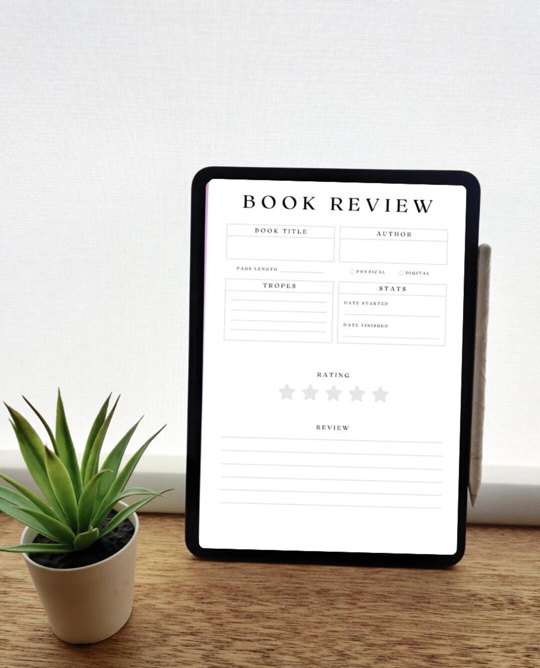Digital Book Review and Reading Log Tracker Journal Planner - Etsy