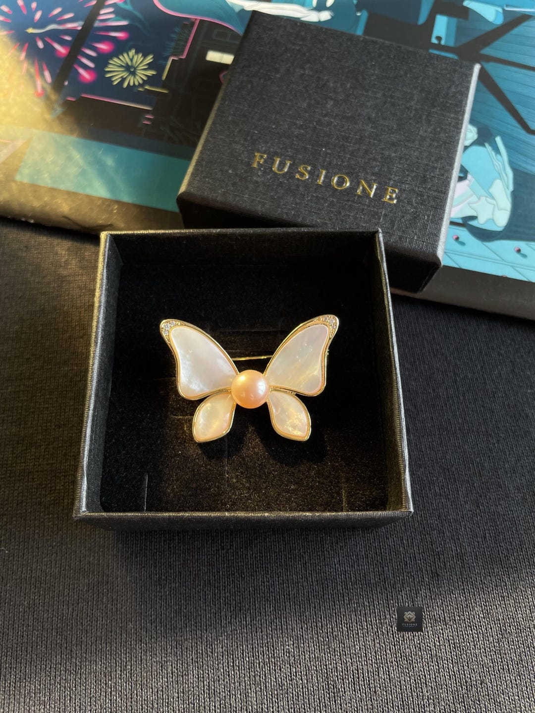 Elegant Pink Pearl Butterfly Brooch 14K Gold, Mother of Pearl, Wedding ...
