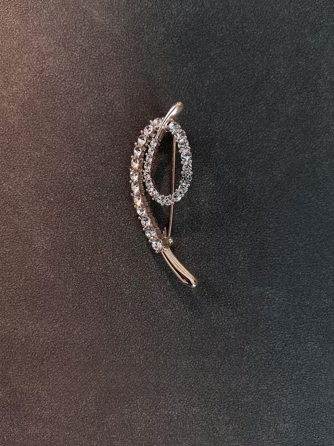 Elegant Rose Gold Zircon Curve Brooch Sparkling Design, Wedding Gift ...