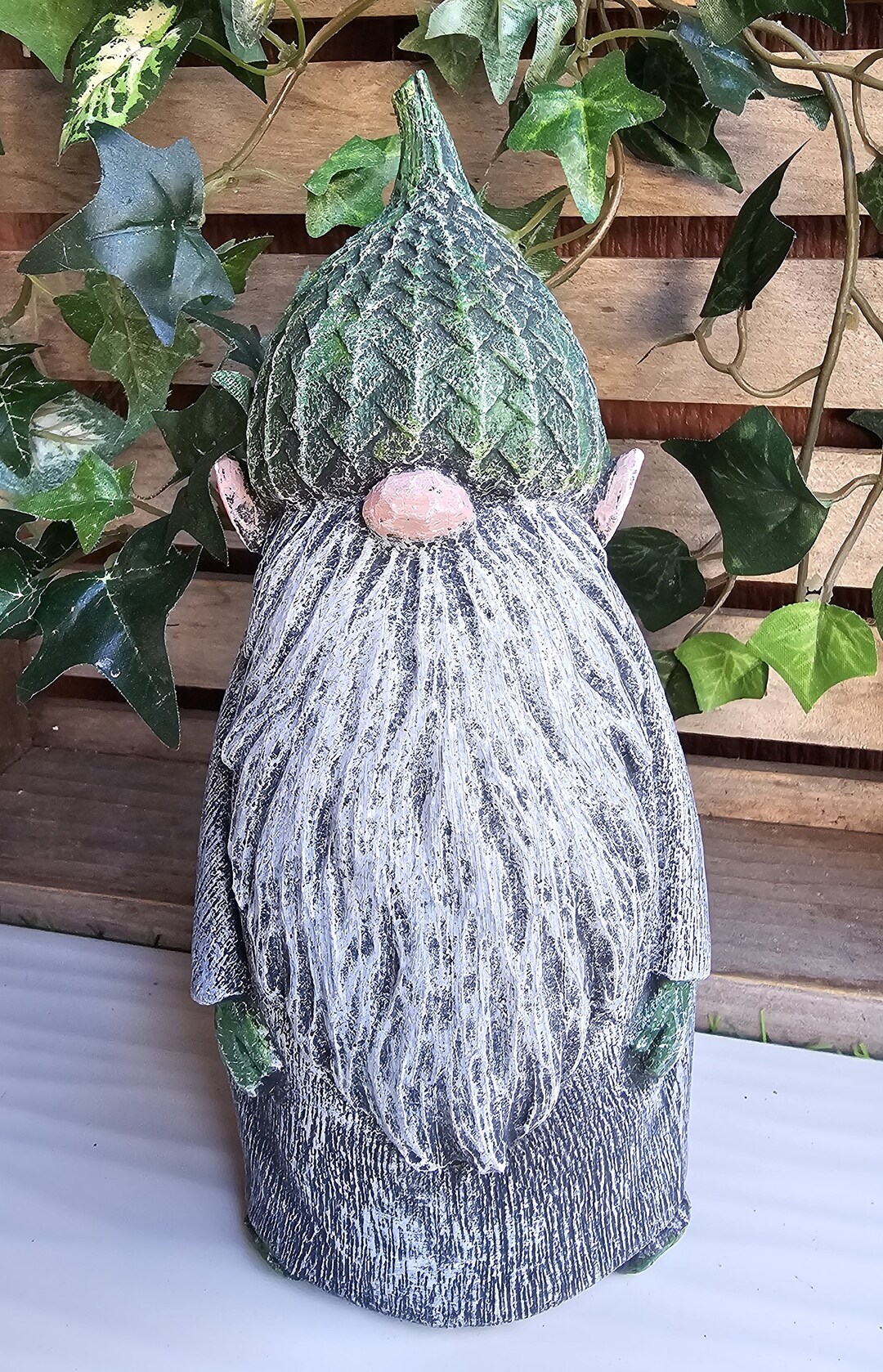 8" Concrete Acorn Hat Gnome, Cement Figurine, Cement Gnome, Concrete ...