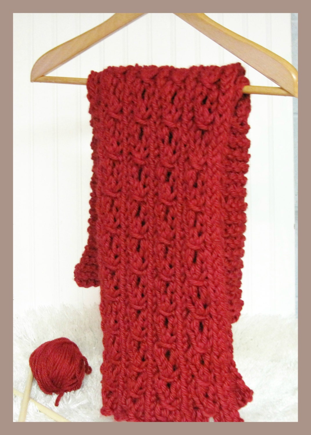 Little Red Riding Hood Hooded Scarf in Bulky Yarn Knitting | Etsy