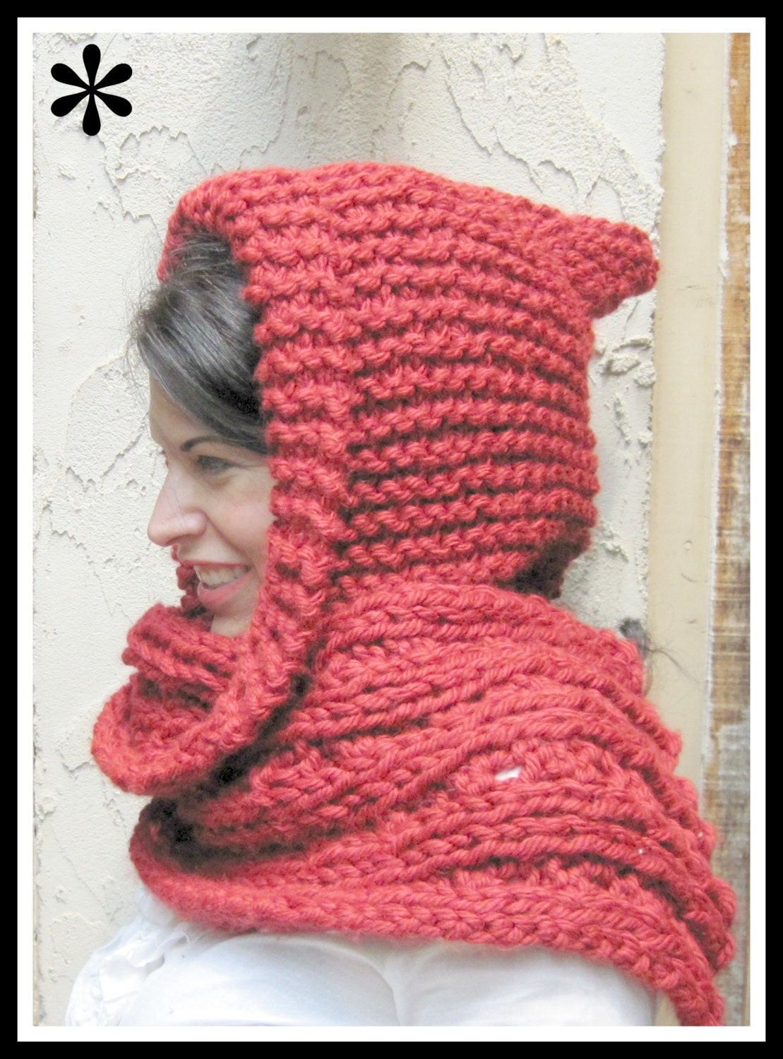 Little Red Riding Hood Hooded Scarf in Bulky Yarn Knitting | Etsy