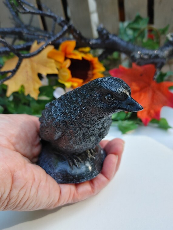 Concrete Raven on Rock Black Crow Cement Bird in Gift Box | Etsy