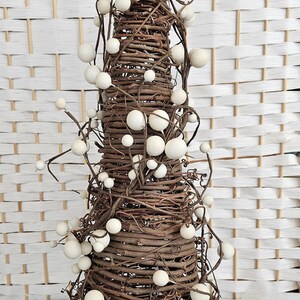 One 17 to 18" Grapevine Topiary Cone With Large White Pip Berry Balls ...
