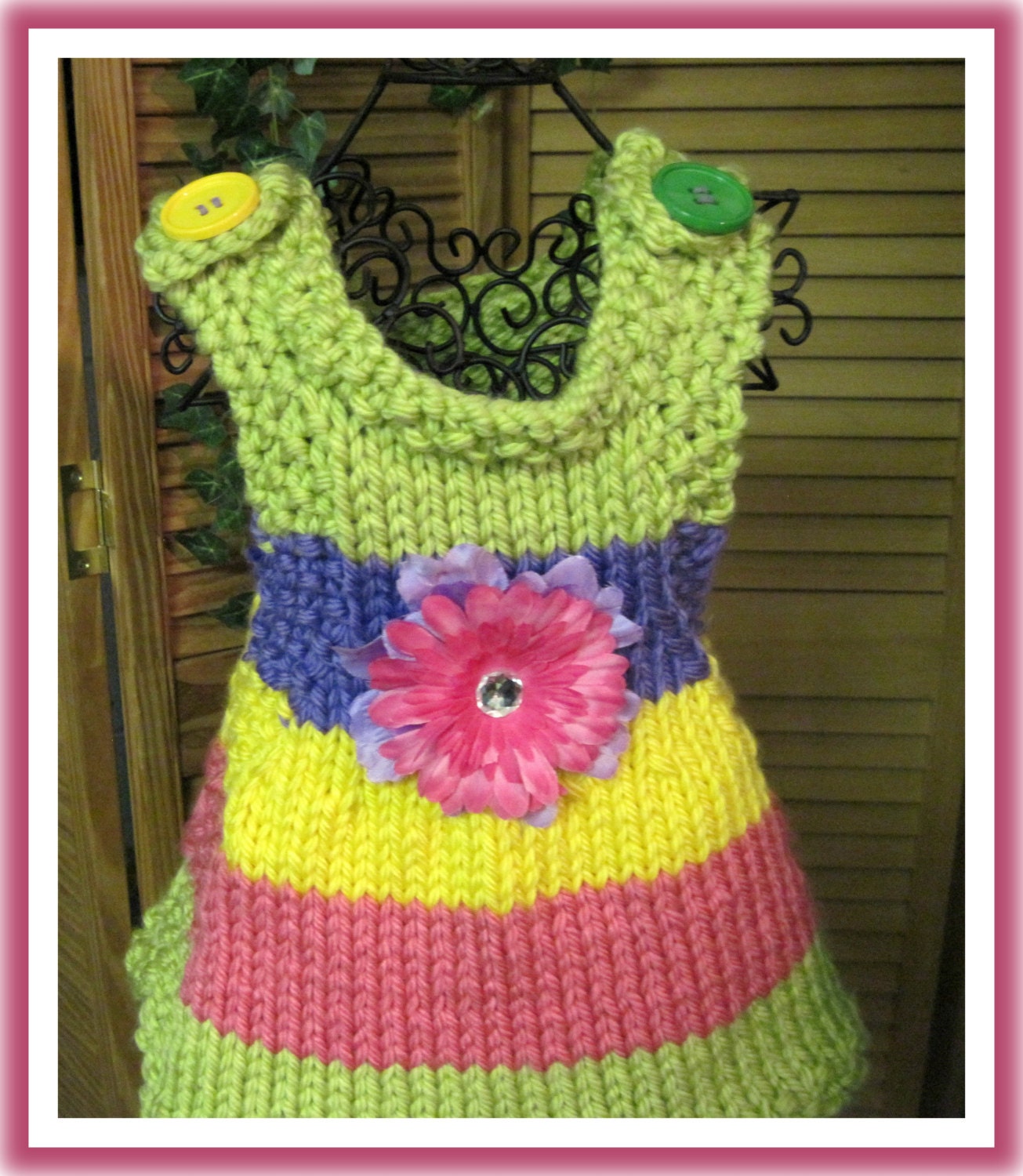Colorful Jumper Dress Knitting Pattern in Bulky Yarn Child 1 to 4 Years ...