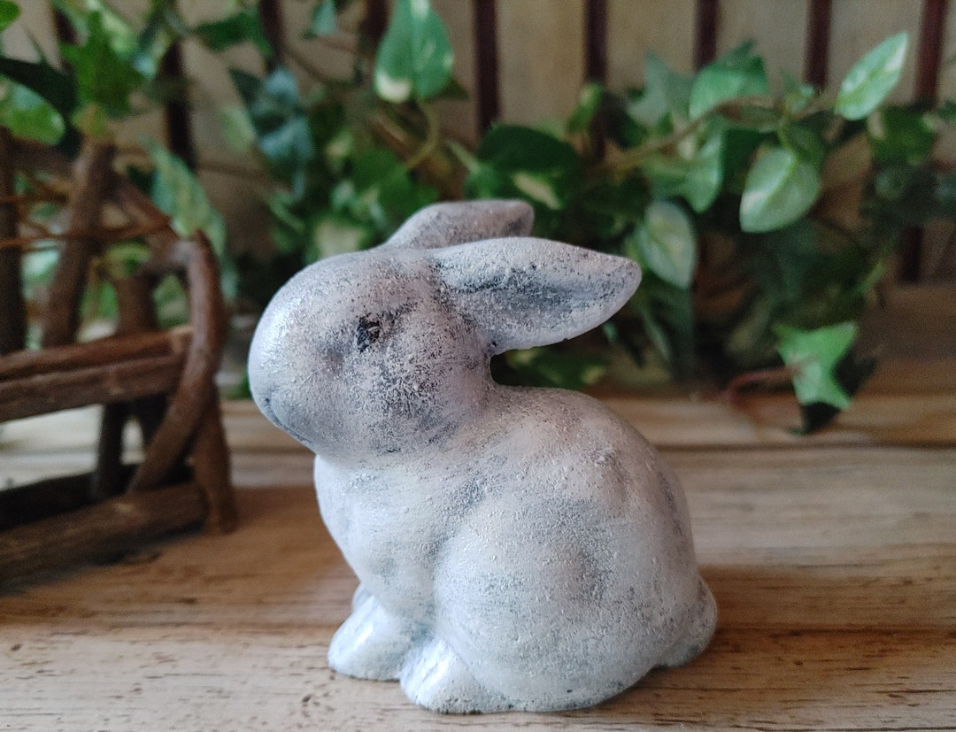 Small Bunny, Concrete Bunny, Cement Figurine, Cement Bunny, Paperweight ...