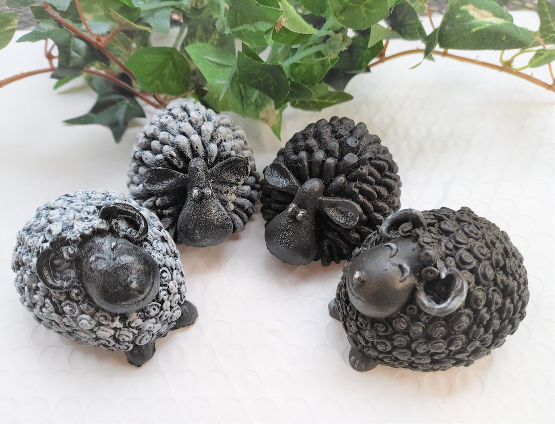 Concrete Sheep Figurine: Black or White Cement Ram/ewe Paperweight - Etsy