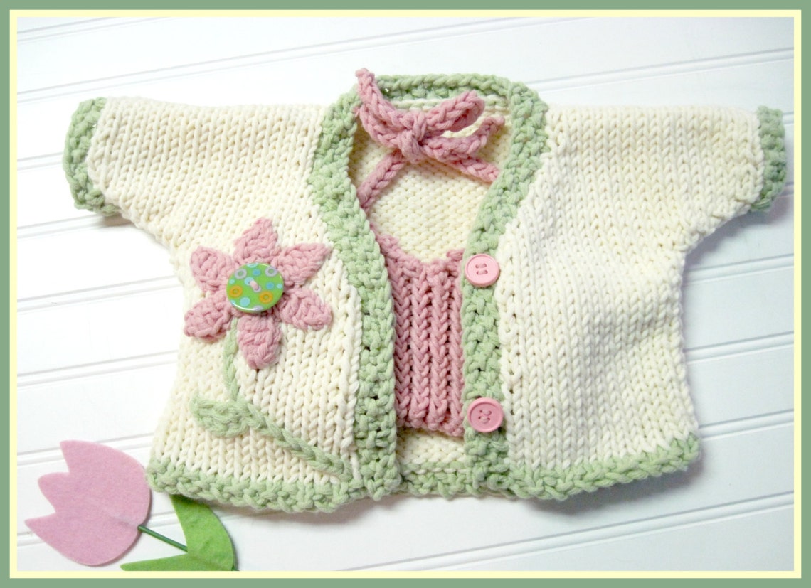 Knitting Pattern Springtime Sun Set Cardigan and Halter Top Child 1 to ...