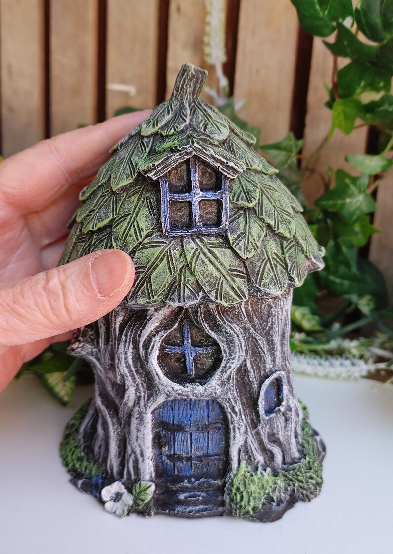 Concrete Fairy Tree House: Hand-painted Garden Decor (6 Inch) - Etsy