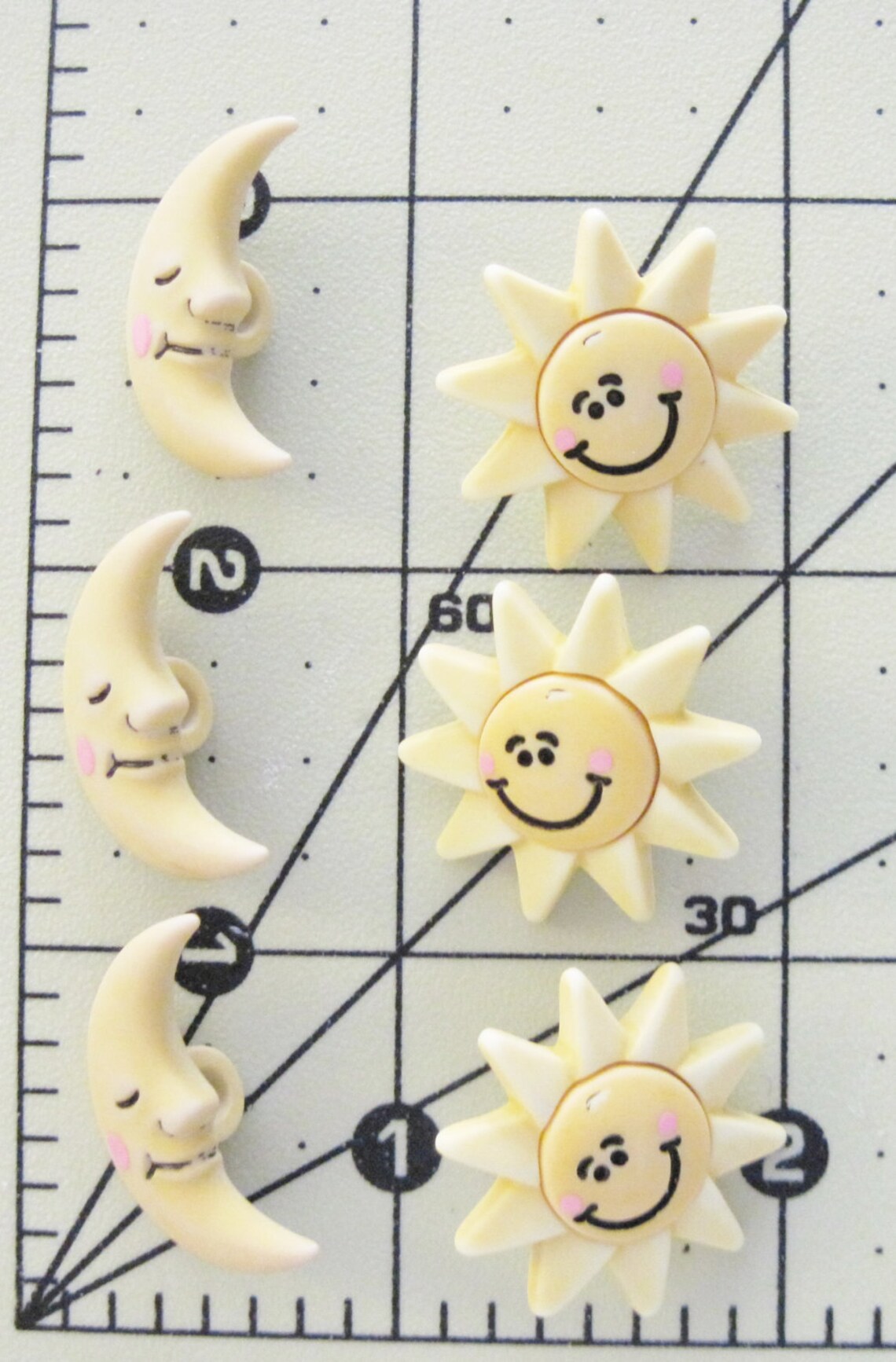 Sun and Moon Buttons Galore Novelty Designer Buttons 6 Buttons | Etsy