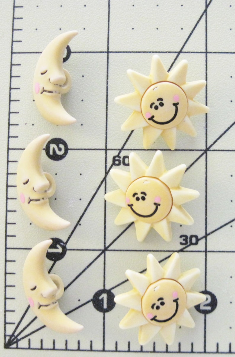 Sun and Moon Buttons Galore Novelty Designer Buttons 6 Buttons | Etsy