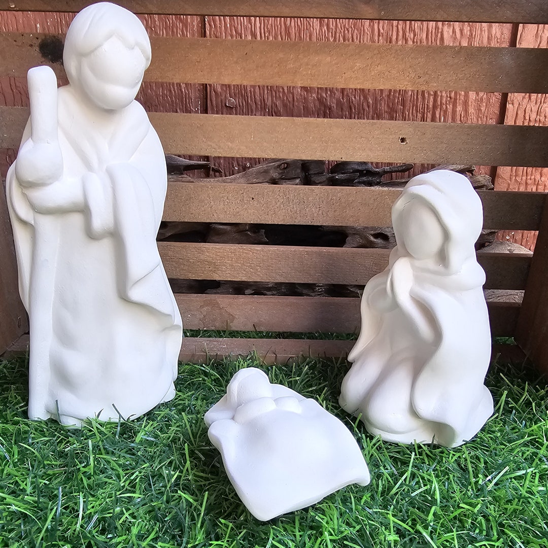 Ceramic Bisque Nativity Set: DIY Ready to Paint, 3 Piece (6.5H X 2.75w ...